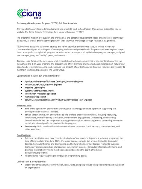 Cigna Technology Development Program Pdf Scrum Software