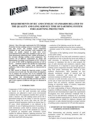 Requirements Of Iec And Cenelec Standards Related To The Quality