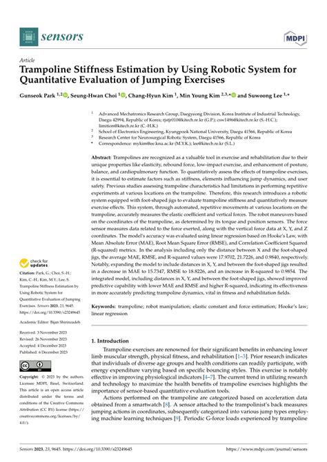 Pdf Trampoline Stiffness Estimation By Using Robotic System For Quantitative Evaluation Of
