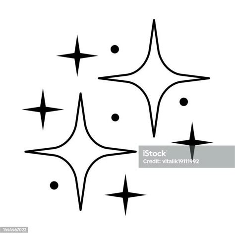 빛나는 아이콘입니다 선형 스타일 스파클 스타 요소 장식 기념일에 대한 스톡 벡터 아트 및 기타 이미지 기념일 닦기 디자인