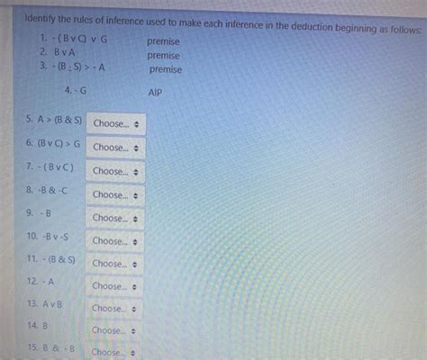solved identify the rules of inference used to make each