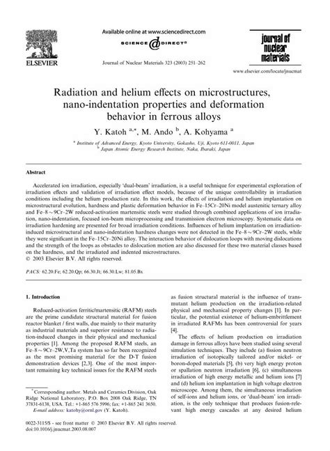 Pdf Radiation And Helium Effects On Microstructures Nano Indentation