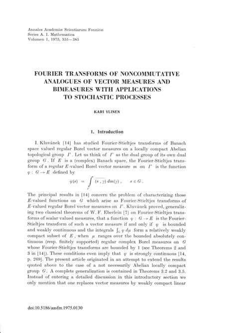 Pdf Fourier Transforms Of Noncommutative Analogues Of Vector Measures And Bimeasures With