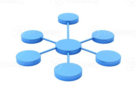 A Blue Circular Network Diagram Featuring A Central Node Connected To Six Surrounding Nodes By