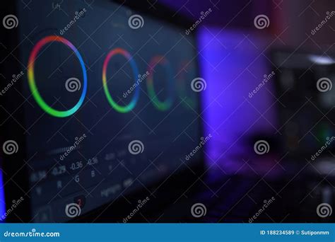 Close Up The Picture Display Color Correction Grading Video Footage Of Content Creator Stock