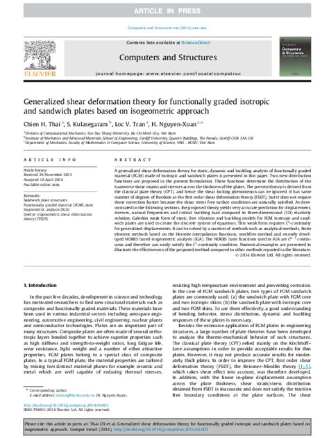 Pdf Generalized Shear Deformation Theory For Functionally Graded Isotropic And Sandwich Plates