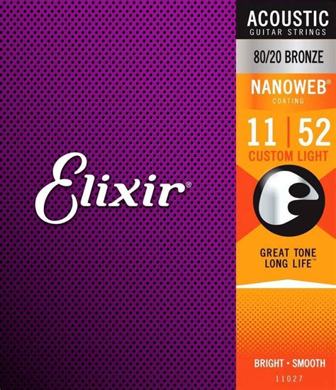 Elixir Acoustic Guitar Strings 11 52 Custom Light The Crew Rock Bar Midlands