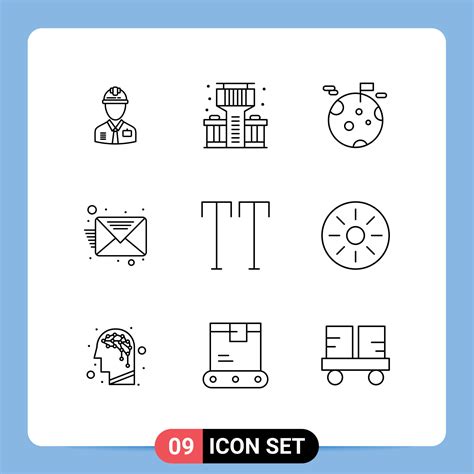 Editable Vector Line Pack Of 9 Simple Outlines Of Caps Message Bar Inbox Space Editable Vector