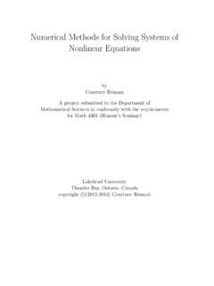 Numerical Methods For Solving Systems Of Nonlinear Numerical