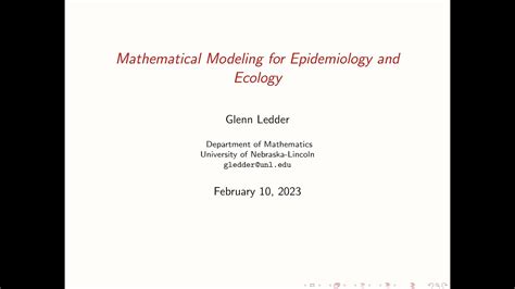 Mathematical Modeling For Epidemiology And Ecology Youtube