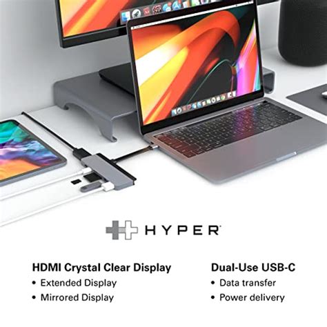 Hyper HyperDrive USB C Hub Duo In USB C Adapter MacBook Pro Adapter With Magnetic Grip