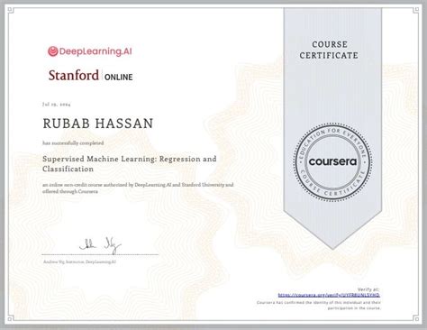 Completed Supervised Machine Learning Regression And Classification