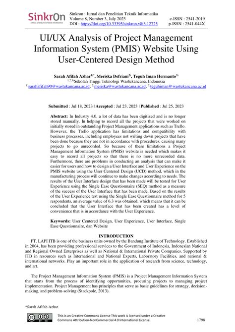 Pdf Uiux Analysis Of Project Management Information System Pmis