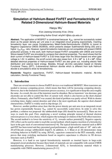 Pdf Simulation Of Hafnium Based Finfet And Ferroelectricity Of Related 2 Dimensional Hafnium