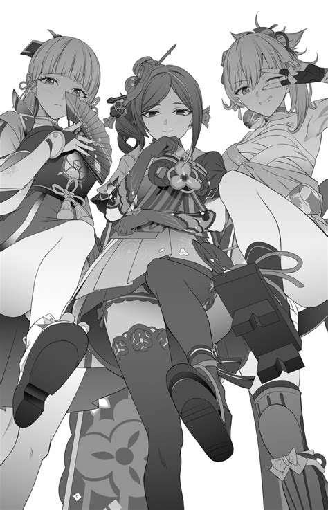 Rule 34 3girls Armor Bandage Bandages Blush Chiori Genshin Impact Choker Fan Feet Femdom