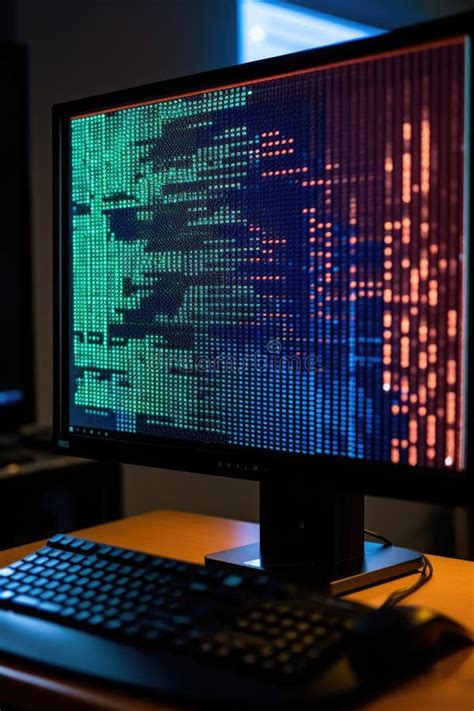 Binary Code Streaming On A Computer Screen Stock Illustration