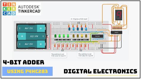 8 Four Bit Adder Logic Circuit Using Tinkercad Seven Segment Decoder