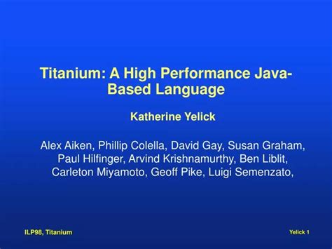 Ppt Titanium A High Performance Java Based Language Powerpoint