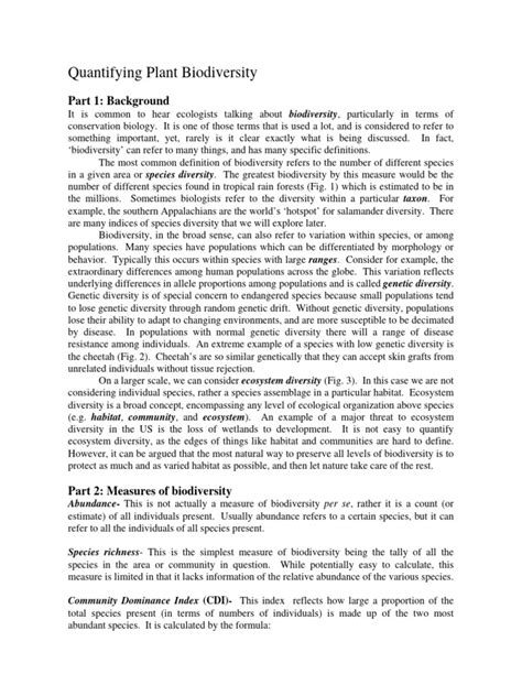 Estimating Plant Biodiversity Pdf Genetic Diversity Biodiversity