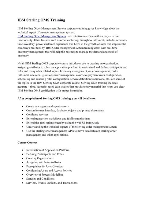 IBM Sterling OMS Training