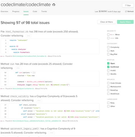 調査：codeclimateのcodeのsourceが出ない件 · issue 236 · sunabak0 realworld