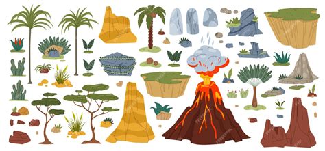 Premium Vector Jurassic Period Environment Game Assets Volcano