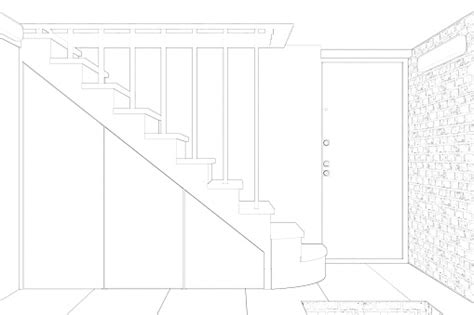 Photo Libre De Droit De Croquis De La Salle Beige Avec Une Porte Dentrée Un Escalier En Face Dun
