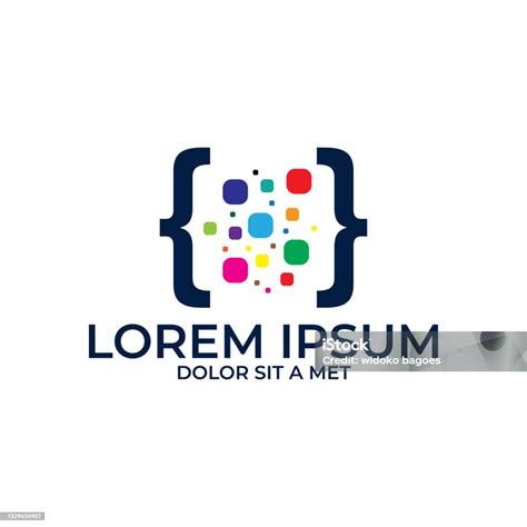 디지털 코드 디자인 일러스트레이션입니다 다채로운 디자인 코딩 프로그래머 아이콘 벡터입니다 흰색 배경에서 격리된 미디어 아이콘 Id 로고에 대한 스톡 벡터 아트 및 기타