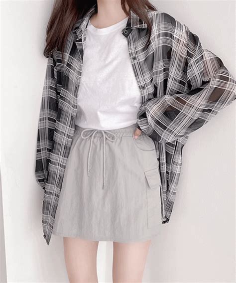 최저가보장💕 2color 프리썸머 남친핏 꾸안꾸 데일리 빅사이즈 오버핏 시스루 체크 셔츠 아우터 에이블리