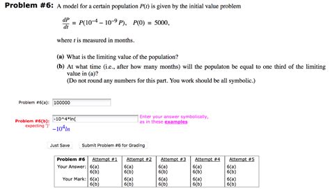 Solved Problem 6 A Model For A Certain Population Pt Is