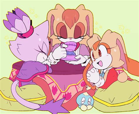 Blaze The Cat Cream The Rabbit Neutral Chao Cheese And Vanilla The Rabbit Sonic Drawn By