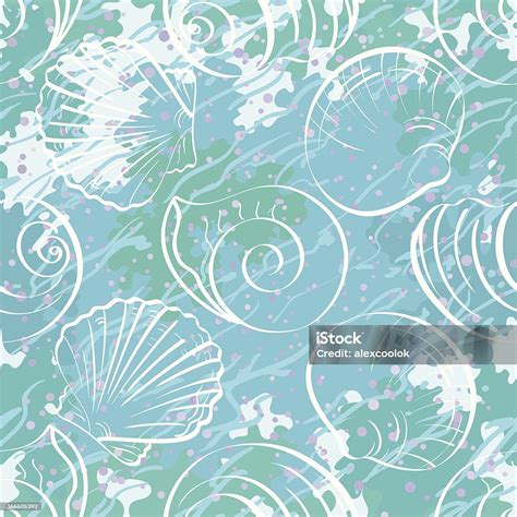 Seamless Background Outline Seashells Stock Illustration Download