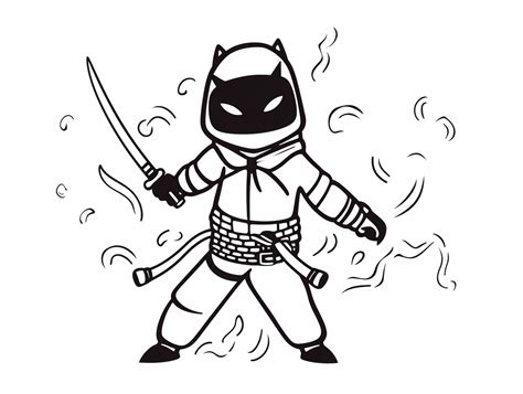 Mysterious Ninja Kitty Art To Color Coloring Page