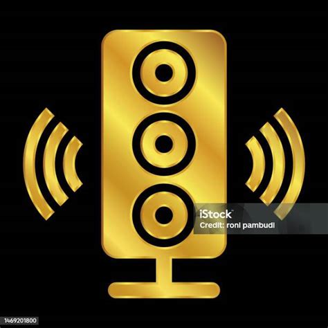 금색의 음악 스피커 아이콘 그래픽 및 웹 디자인을 위한 스피커 로고 벡터 그림 3차원 형태에 대한 스톡 벡터 아트 및 기타 이미지 3차원 형태 Dj 개념 Istock