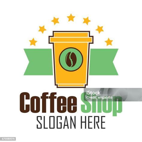 커피숍 아이콘 레이블 텍스트 공간을 귀하의 슬로건에 대 한 배지 슬로건 벡터 일러스트 레이 션 검은색에 대한 스톡 벡터 아트 및