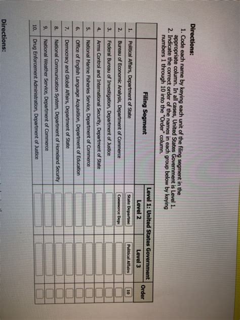 Directions 1 Code Each Name By Keying Each Unit Of