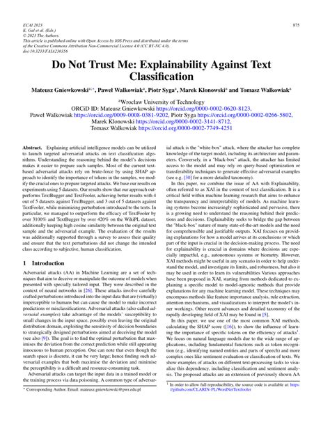 Pdf Do Not Trust Me Explainability Against Text Classification