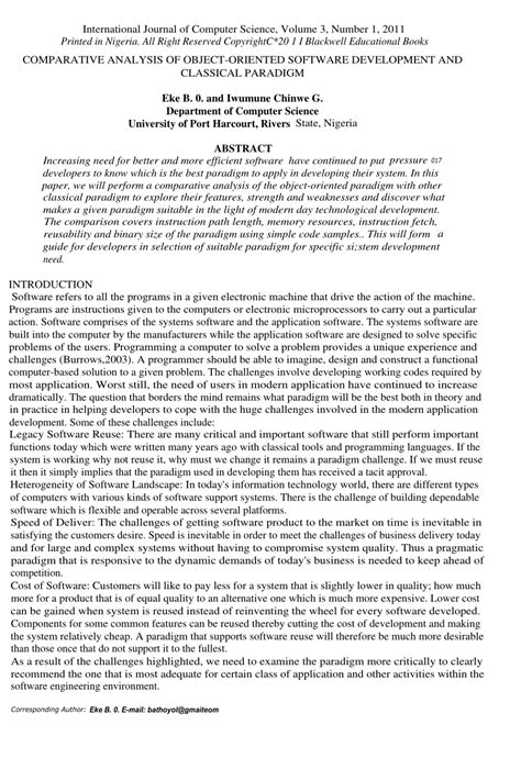 Pdf Comparative Analysis Of Object Oriented Software Development And Classical Paradigm
