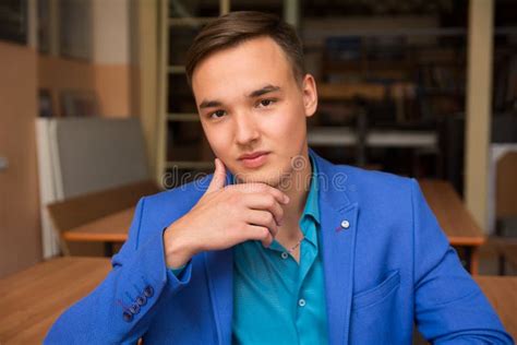 Portrait Of A Young Successful Man In A Blue Suit Stock Image Image Of Beautiful Middle