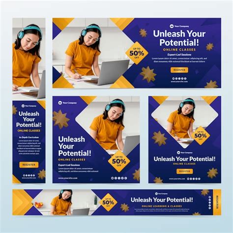 Free Vector Gradient Banner Set Template