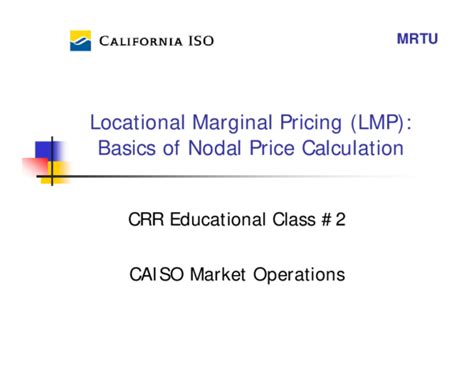 Pdf Locational Marginal Pricing Lmp Basics Of Nodal Price