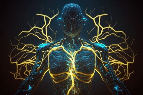 Premium Photo Human Brain And Body Glowing Blue Lines Neural Connections Artificial
