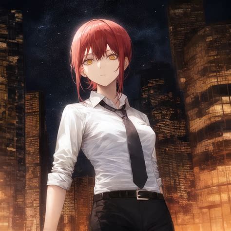 Holara 체인소우맨 마키마 드레스 정장 비즈니스 Y셔츠 일러스트레이션 무료 Ai 이미지비디오 프롬프트 생성기