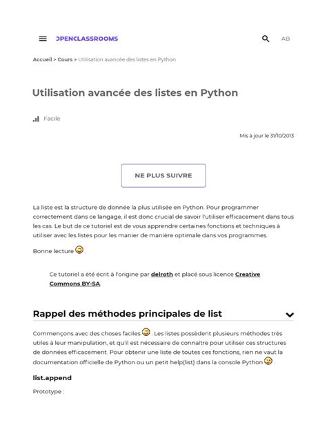 Listes Avancées En Python Pdf Python Langage De Programmation