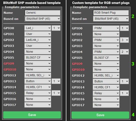 Tasmota Configuration Templates