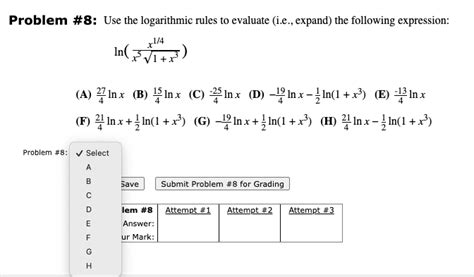 Solved Problem Use The Logarithmic Rules To Evaluate Chegg