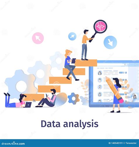 Business Data Analysis Teamwork Strategy Growth Stock Vector Illustration Of Data Lens 140540191