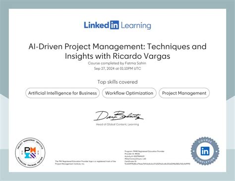 fatma sahin on linkedin certificate of completion