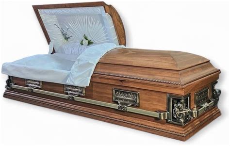 Legacy Pieta Casket Walnut Finish White Satin Interior 28 X 80 X 23