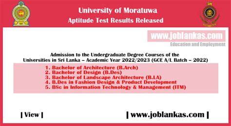 Results Released University Of Moratuwa Aptitude Test 2023